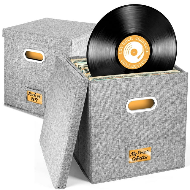 Stock Your Home 50-Capacity Vinyl Record Storage Box, Gray, 2 Total ...