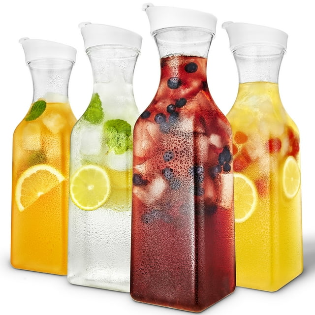 Stock Your Home 50 Oz Plastic Carafes With Lids Set Of 4 Reusable