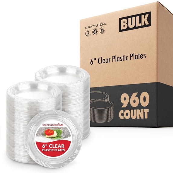 Stock Your Home 6-Inch Clear Plastic Dessert Plates (960 Pack ...