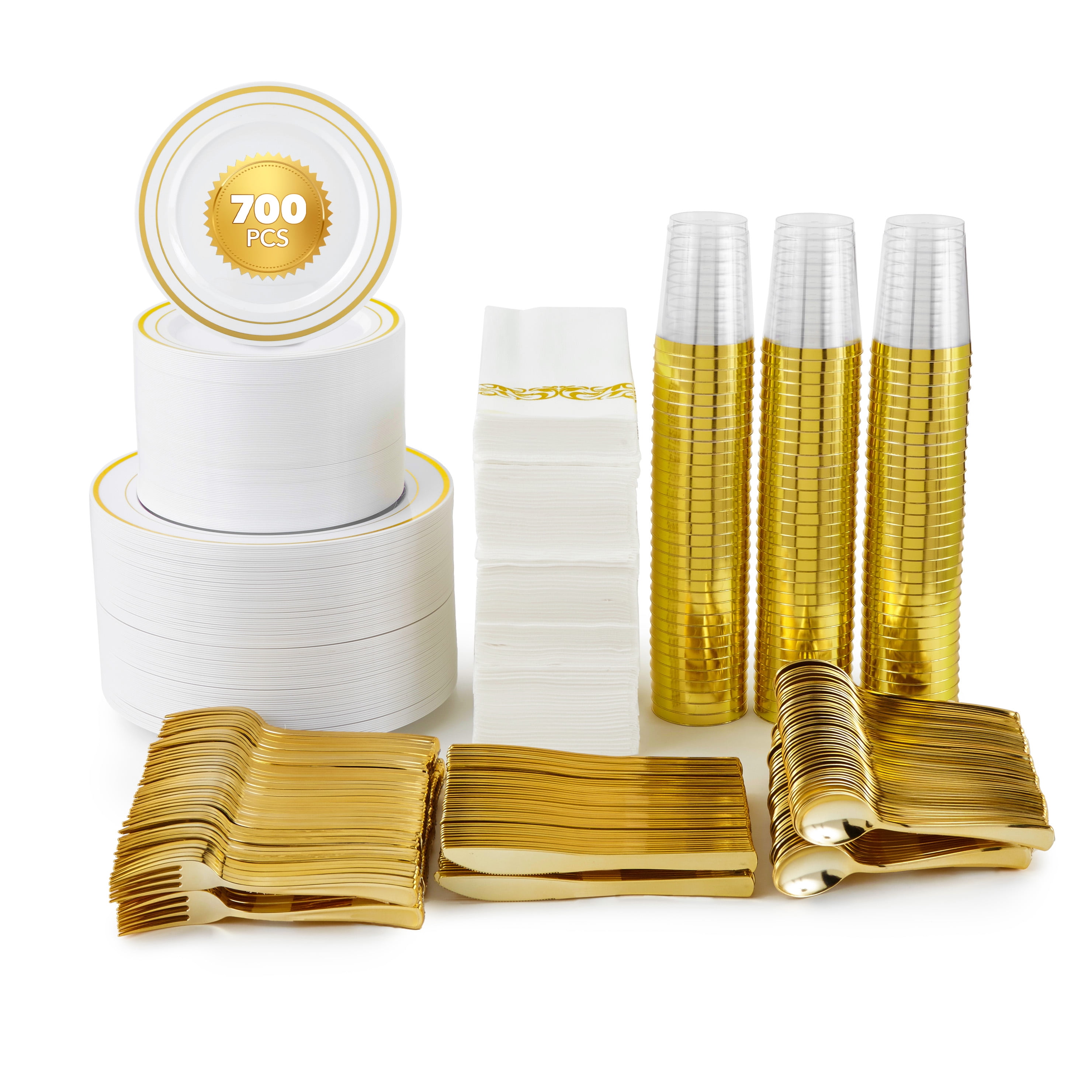 Stock Your Home 700 Piece Gold Dinnerware Party Set - Walmart.com