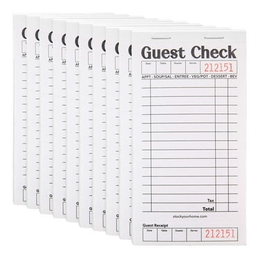 [250 Sheets] 3 Part Carbonless Guest Check Pads - Tan and White ...