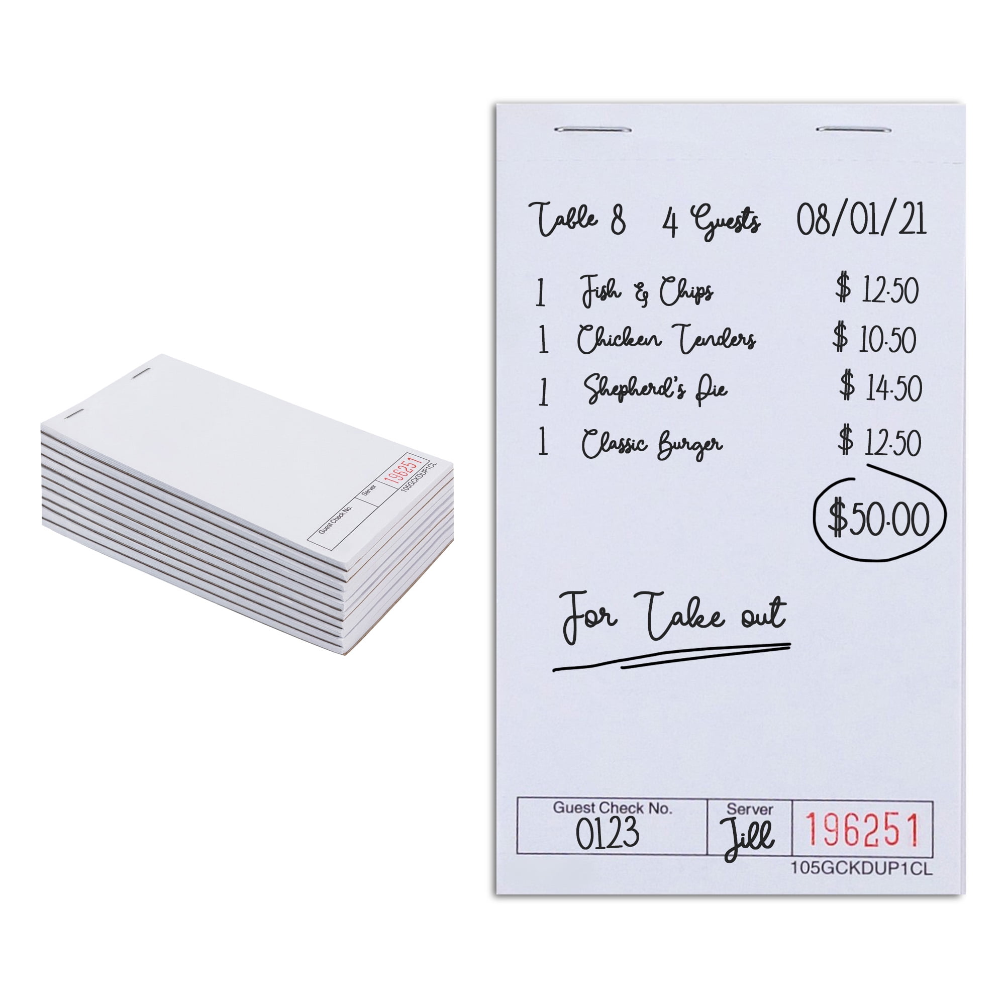 Stock Your Home Blank White Guest Check Pads, Detachable 3.5x6 in 10 ...