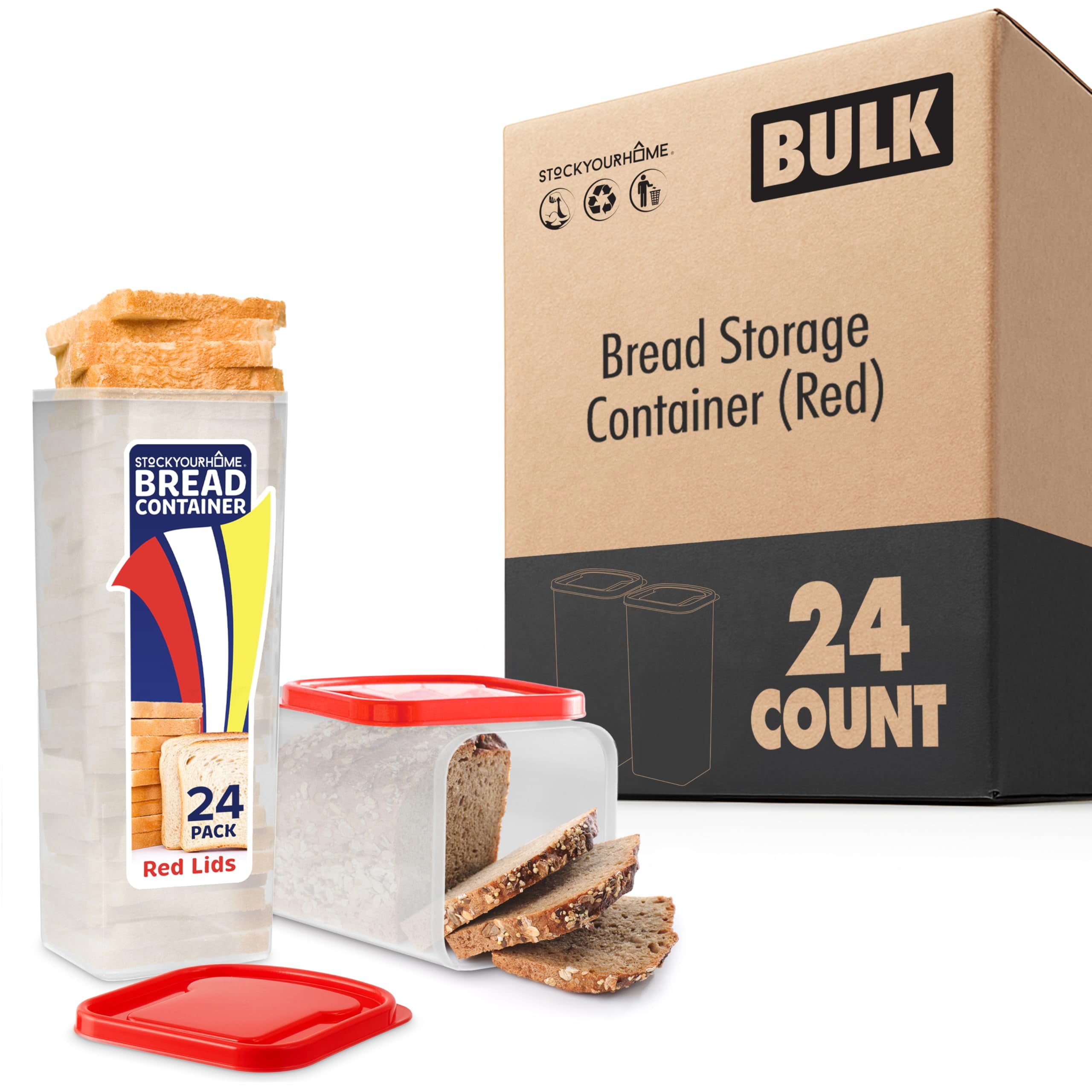 Stock Your Home Bread Container 24 Pack Bread Loaf Keeper Fresh Bread ...