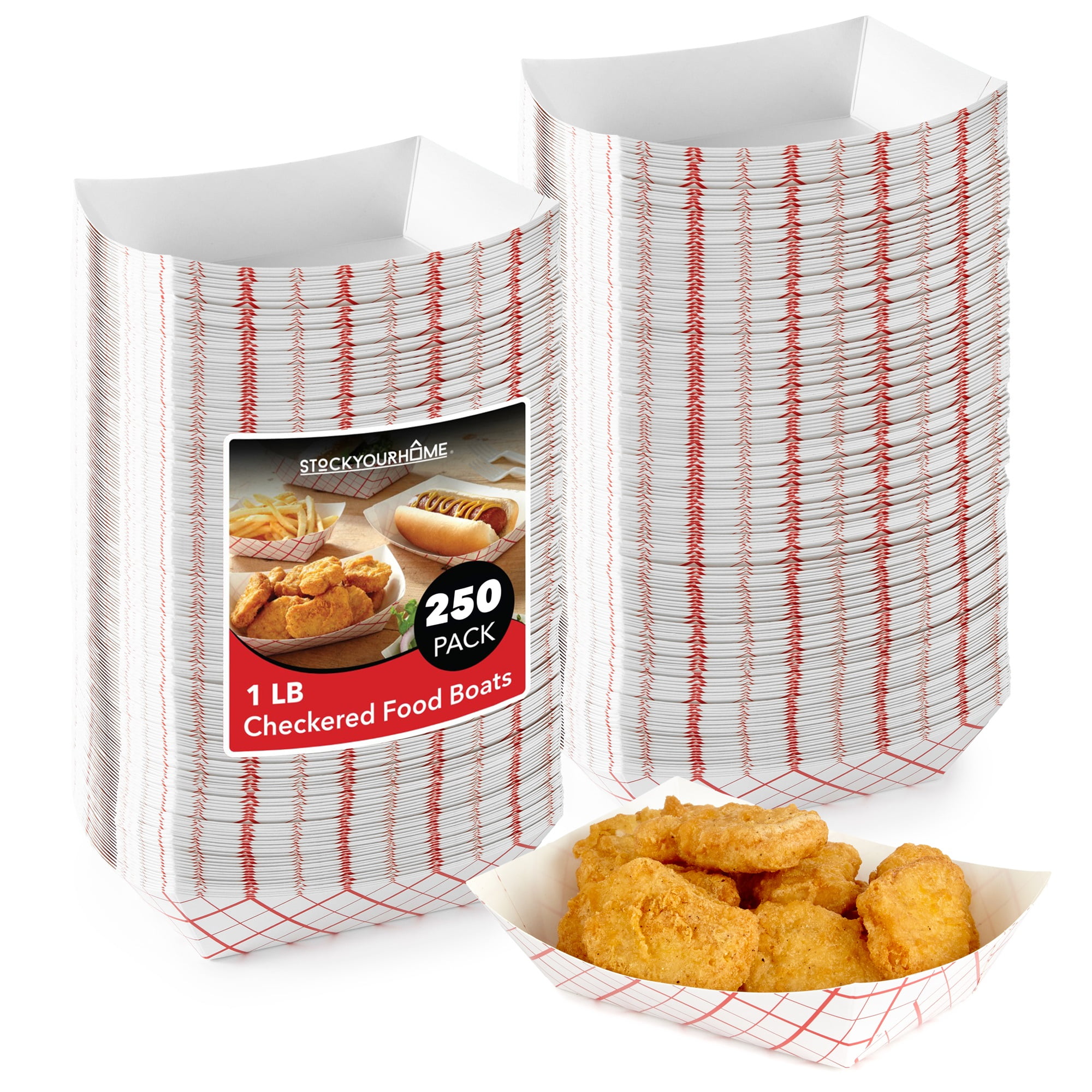 Small Paper Food Boats (250 Pack) – 1 lb Disposable Red & White ...