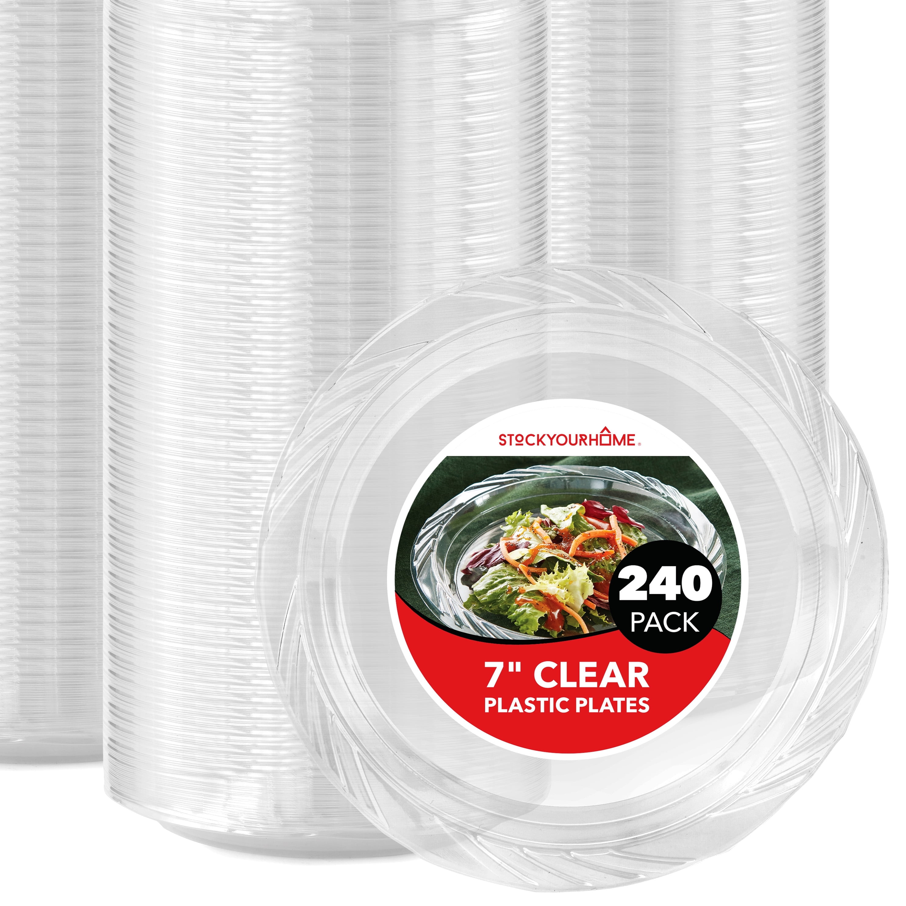 Stock Your Home 240-Count, 7 Inch Premium Clear Plastic Plates, Bulk ...