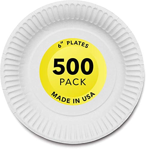 Stock Your Home 6-Inch Paper Plates Uncoated, Everyday Disposable ...