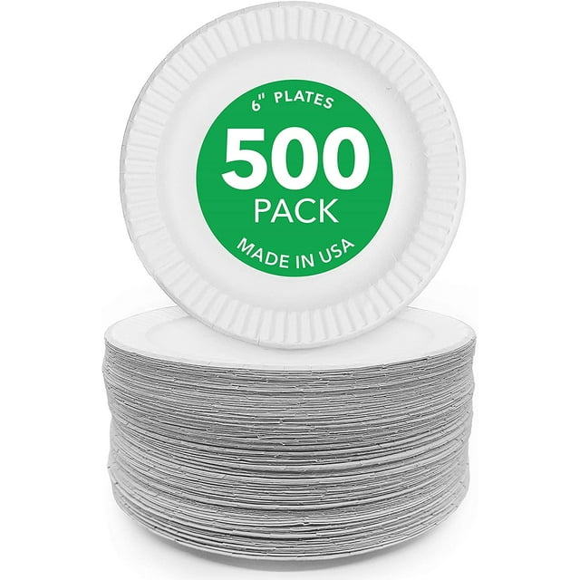 Stock Your Home Disposable Uncoated White 6-Inch Paper Plates - 500 ...