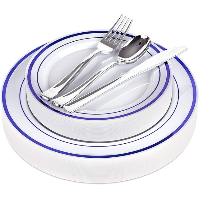 Stock Your Home Durable Plastic Dinnerware Set - Fancy Disposable Party ...
