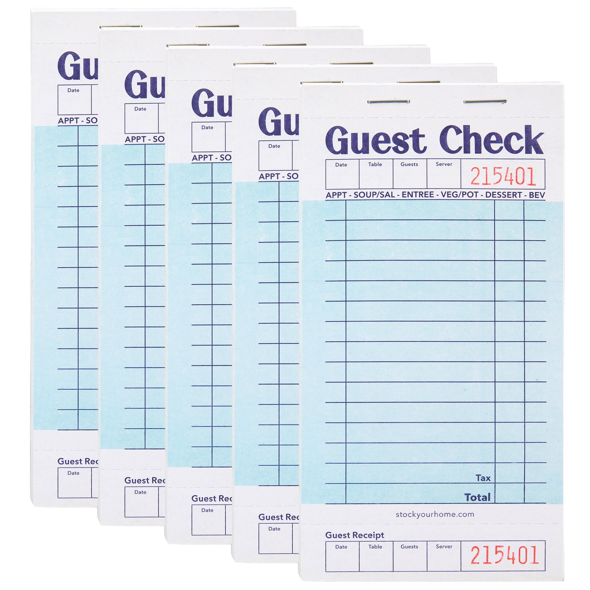 Stock Your Home Guest Check Books for Servers, Blue, 5 Pack - Walmart.com