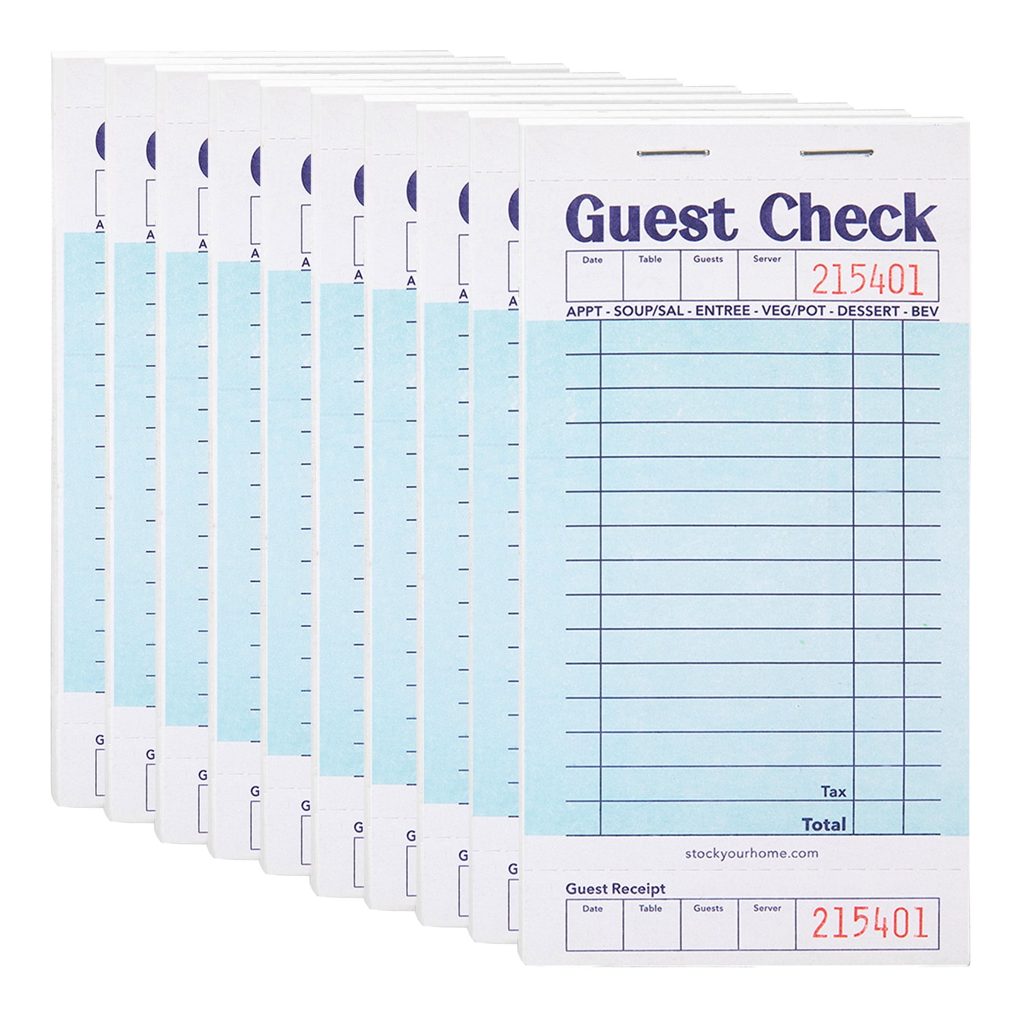 Stock Your Home Guest Receipt Book, Blue, 500 Numbered Checks ...