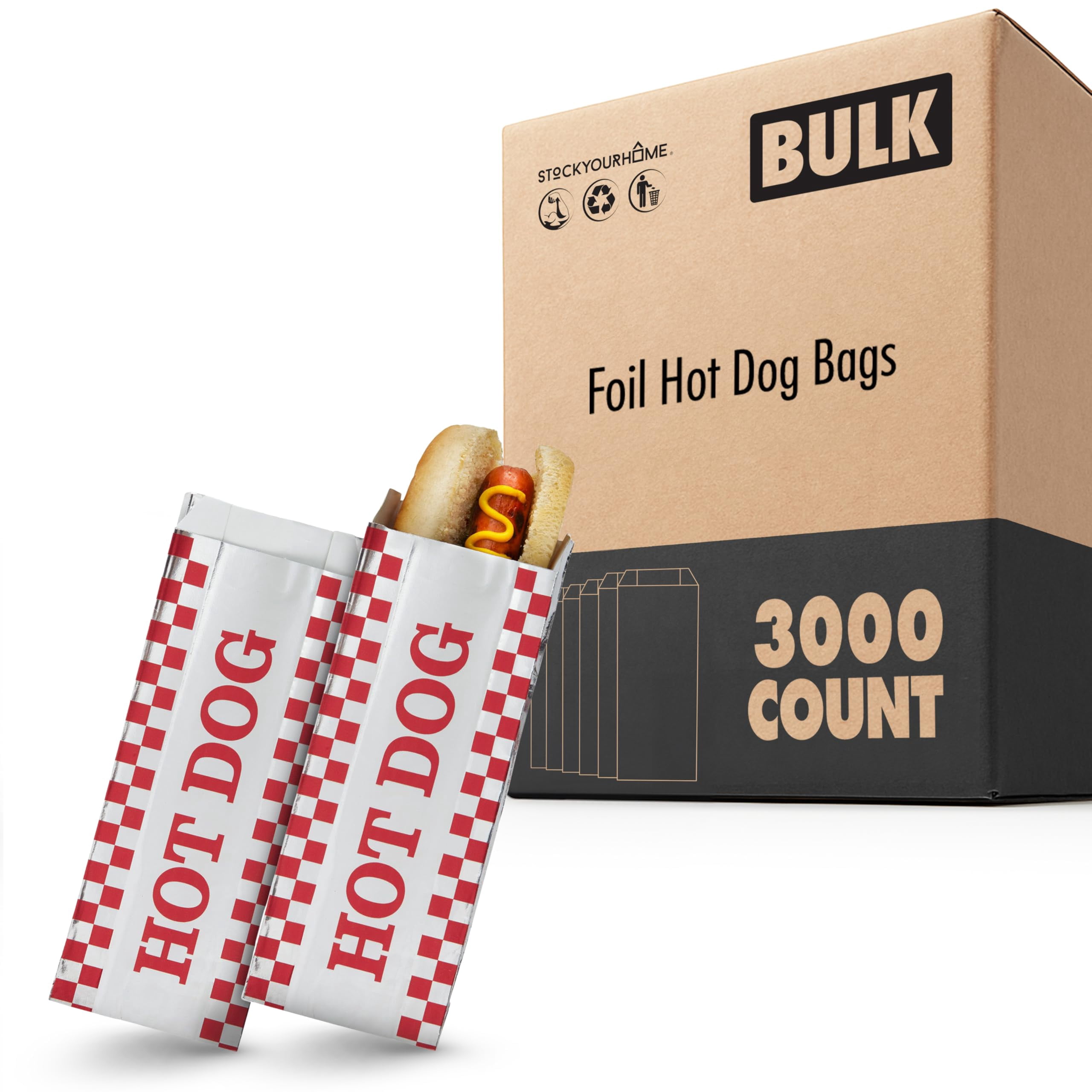 Stock Your Home Hot Dog Wrappers Foil Laminated Paper 3000 Pack Red ...