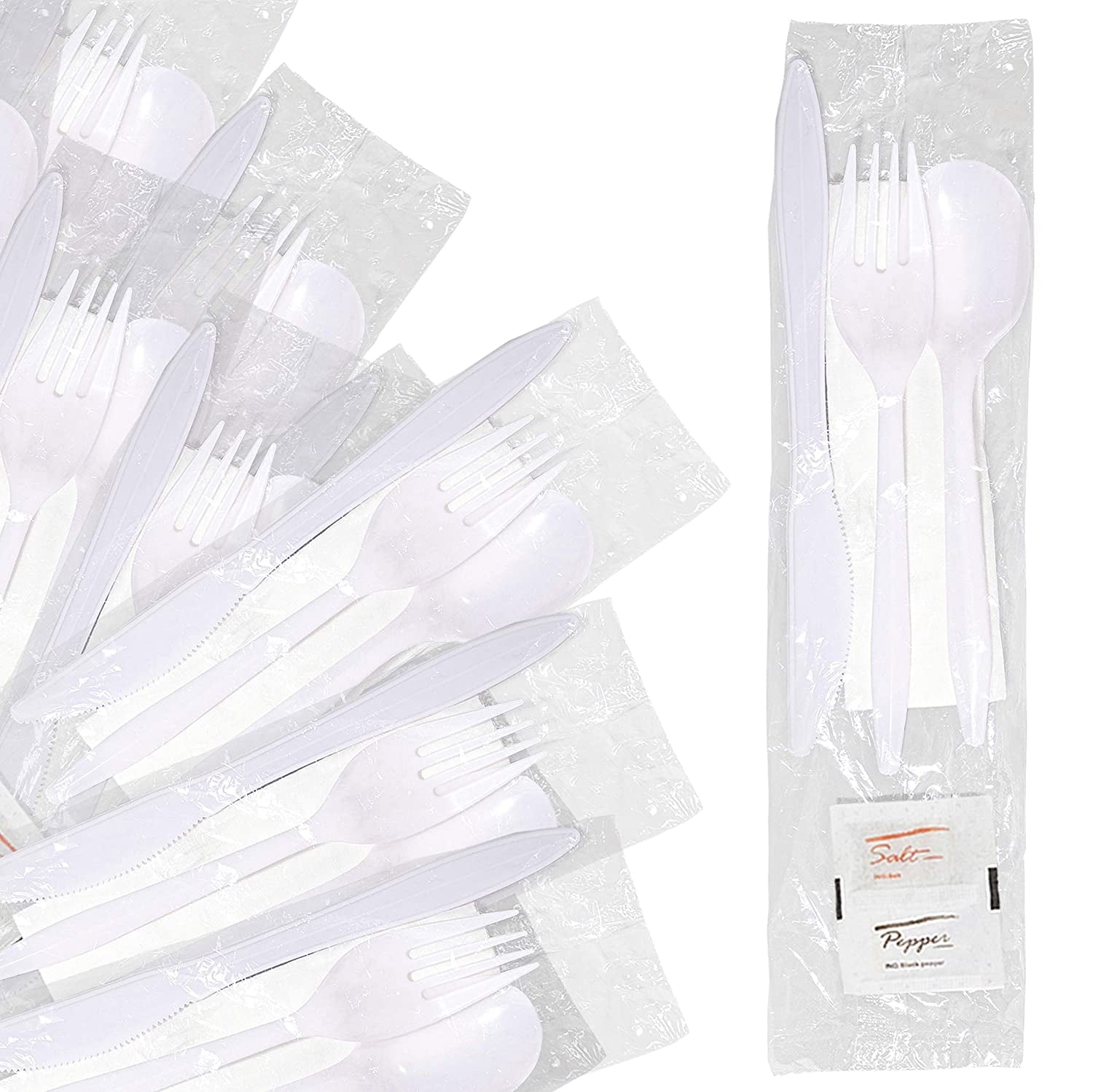 Stock Your Home Plastic Cutlery Packets with Salt & Pepper in White ...
