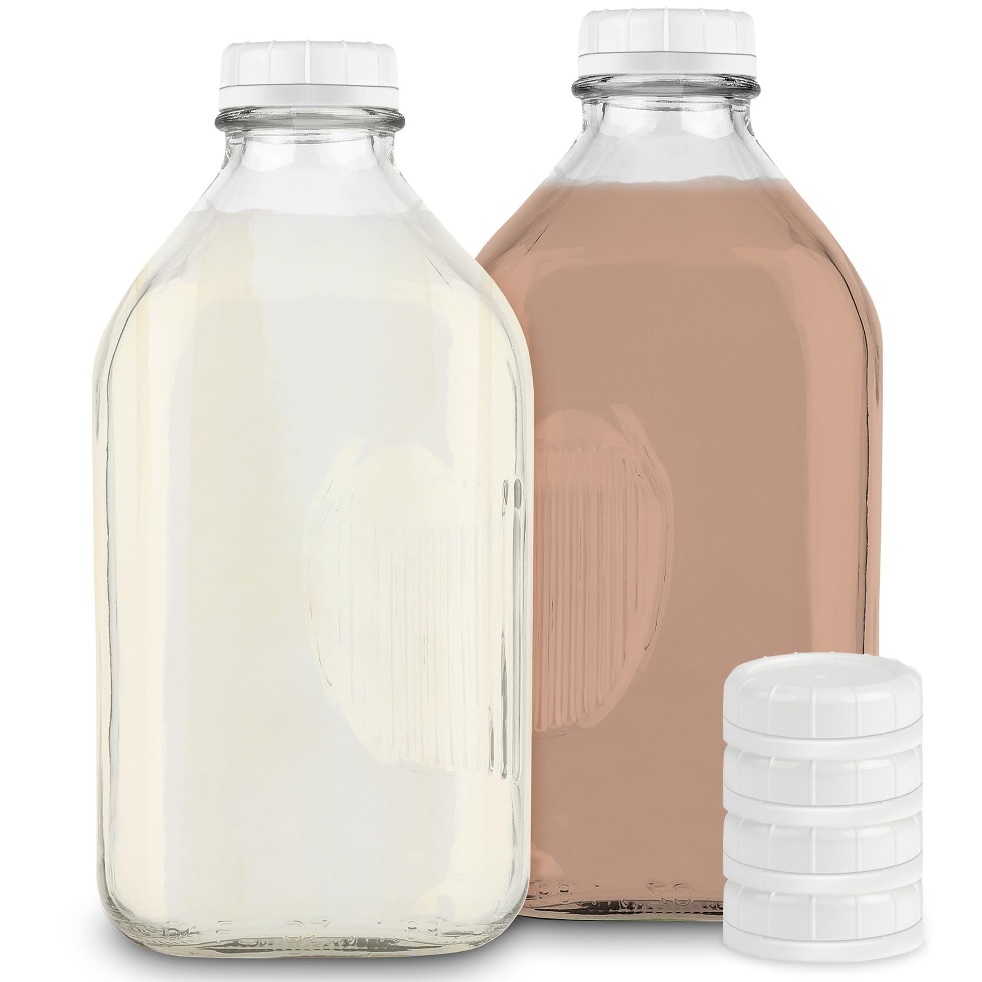 Stock Your Home Liter Glass Milk Bottles (2 Pack) - 32-Oz Milk Jars ...