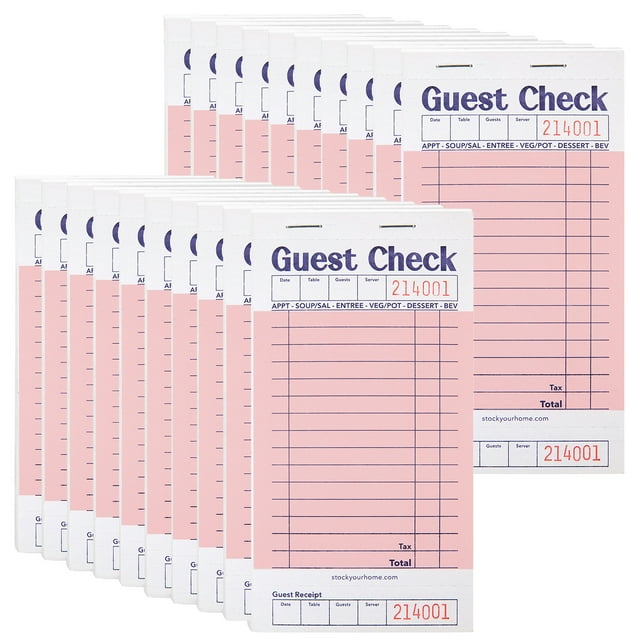Stock Your Home Pink Server Note Pads (20 Pack), Waiter Checkbook ...