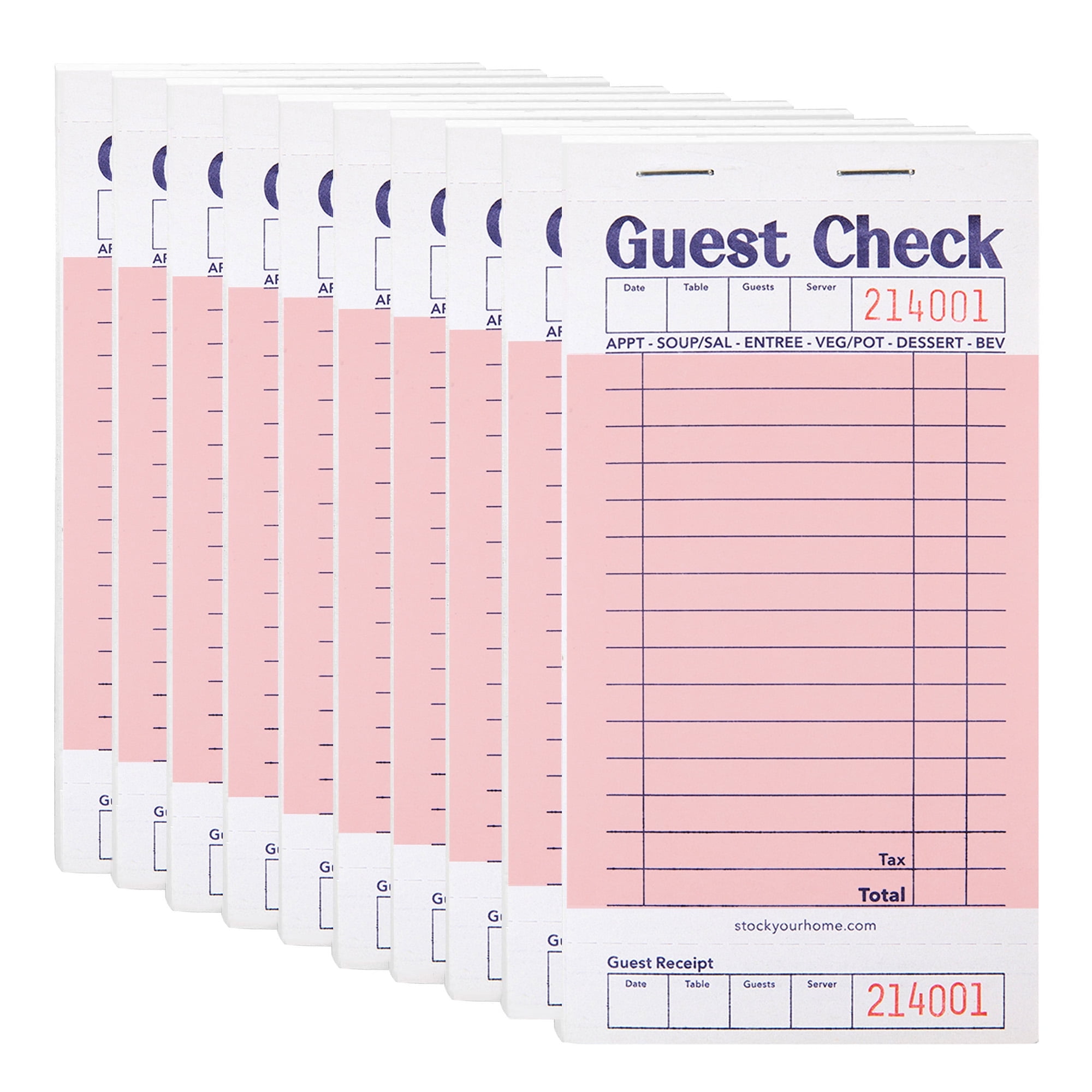 Stock Your Home Pink Guest Check Books for Servers 500 Tickets 50 ...