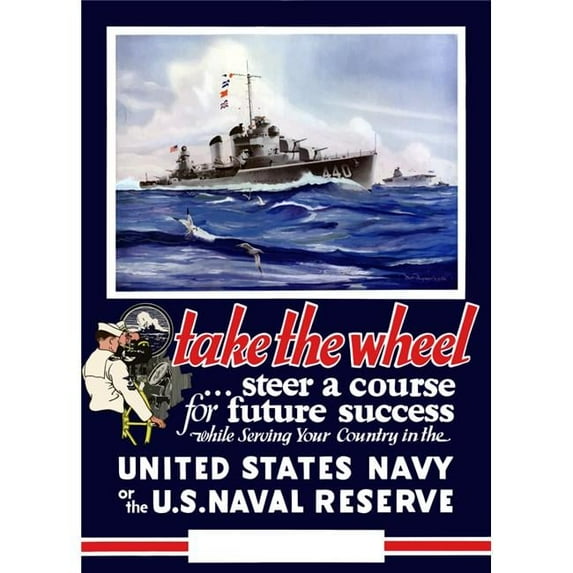 StockTrek Images Vintage World War II Navy Poster of U.S. Warships On ...