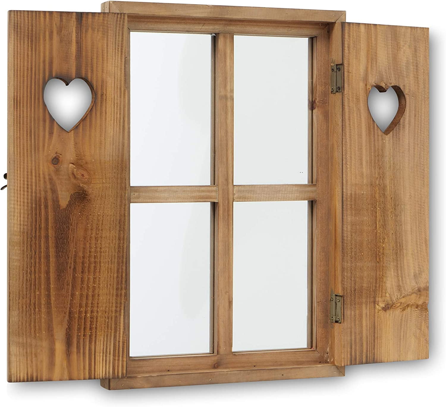Stockbridge Shutter Mirror, Rustic Heart Cut-Outs, Fir Wood Frame and ...