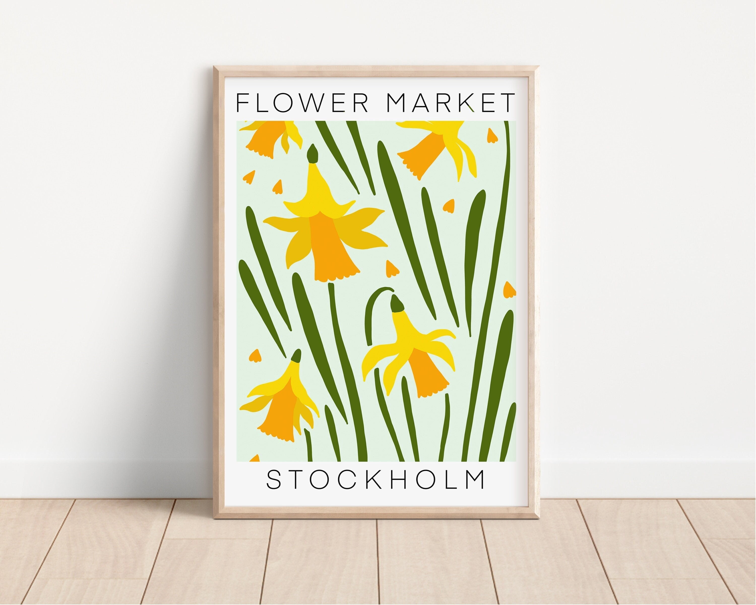 Stockholm Flower Market Print Retro Daffodil Botanical Art - Walmart.com