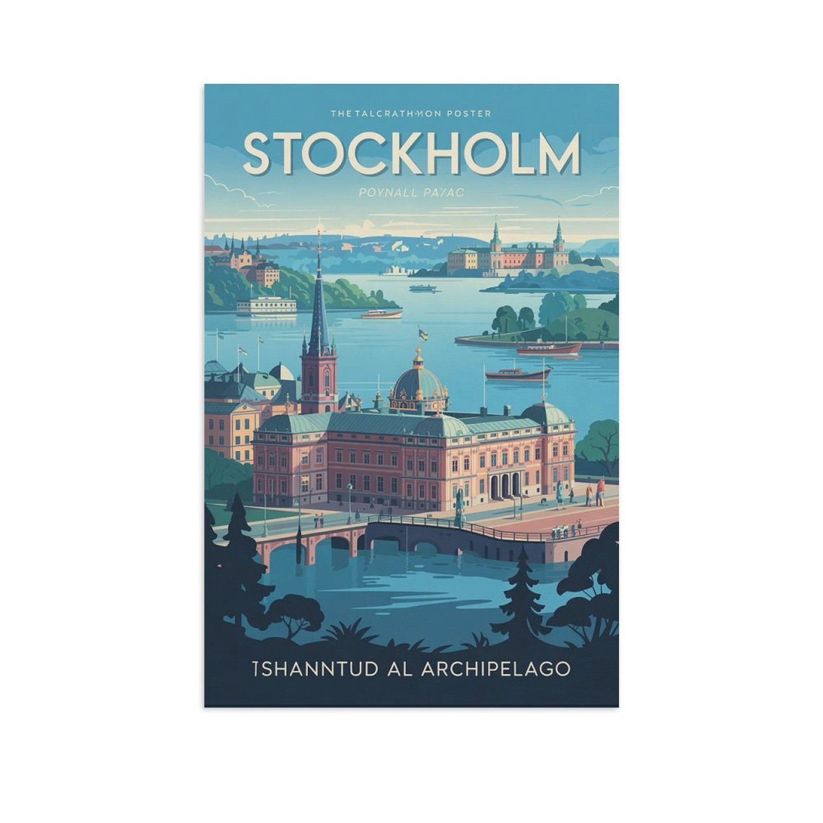 Stockholm Retro Travel Poster Vintage Swedish City Tourism with ...