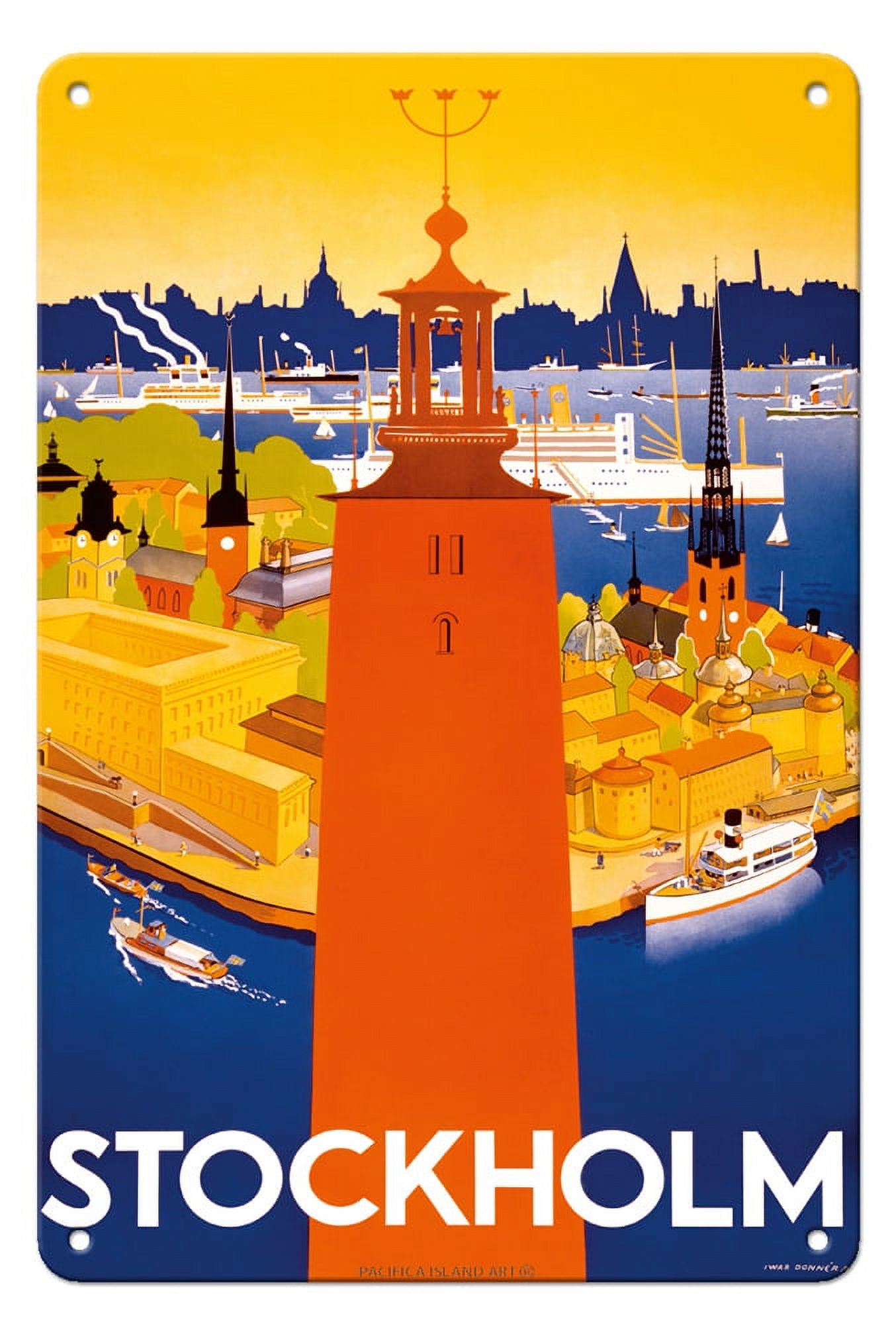 Stockholm - Sweden - Port of Stockholm and City Hall - Vintage Travel ...