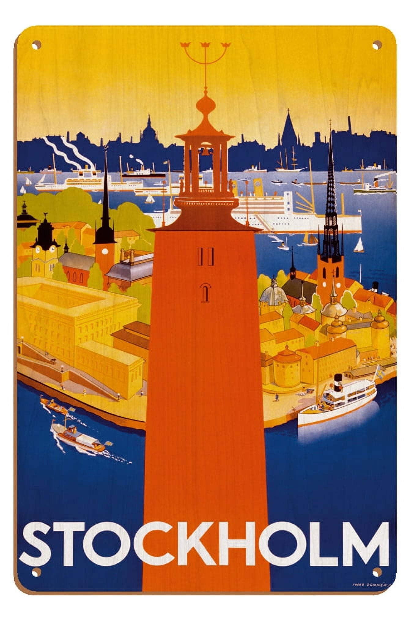 Stockholm - Sweden - Port of Stockholm and City Hall - Vintage Travel ...