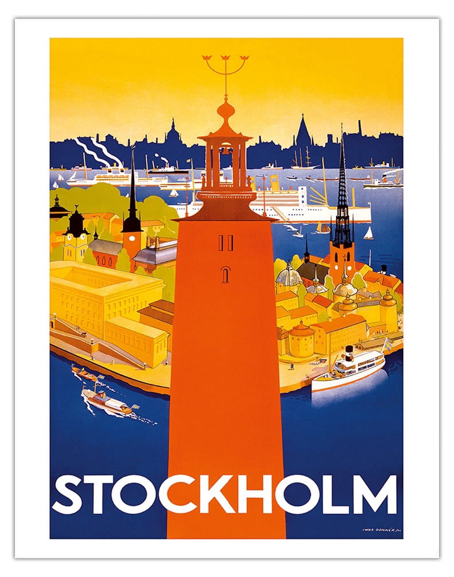 Stockholm - Sweden - Port of Stockholm and City Hall - Vintage Travel ...