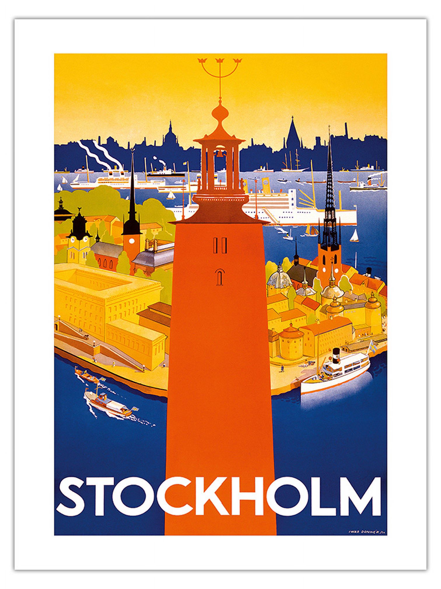 Stockholm - Sweden - Port of Stockholm and City Hall - Vintage Travel ...