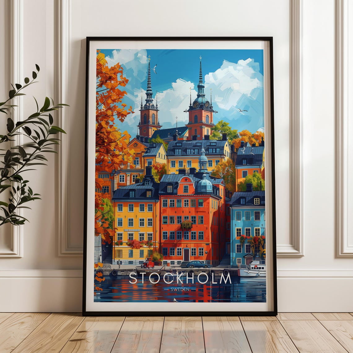 Stockholm Travel Poster - Sweden Wall Art Print, Illustration Poster ...