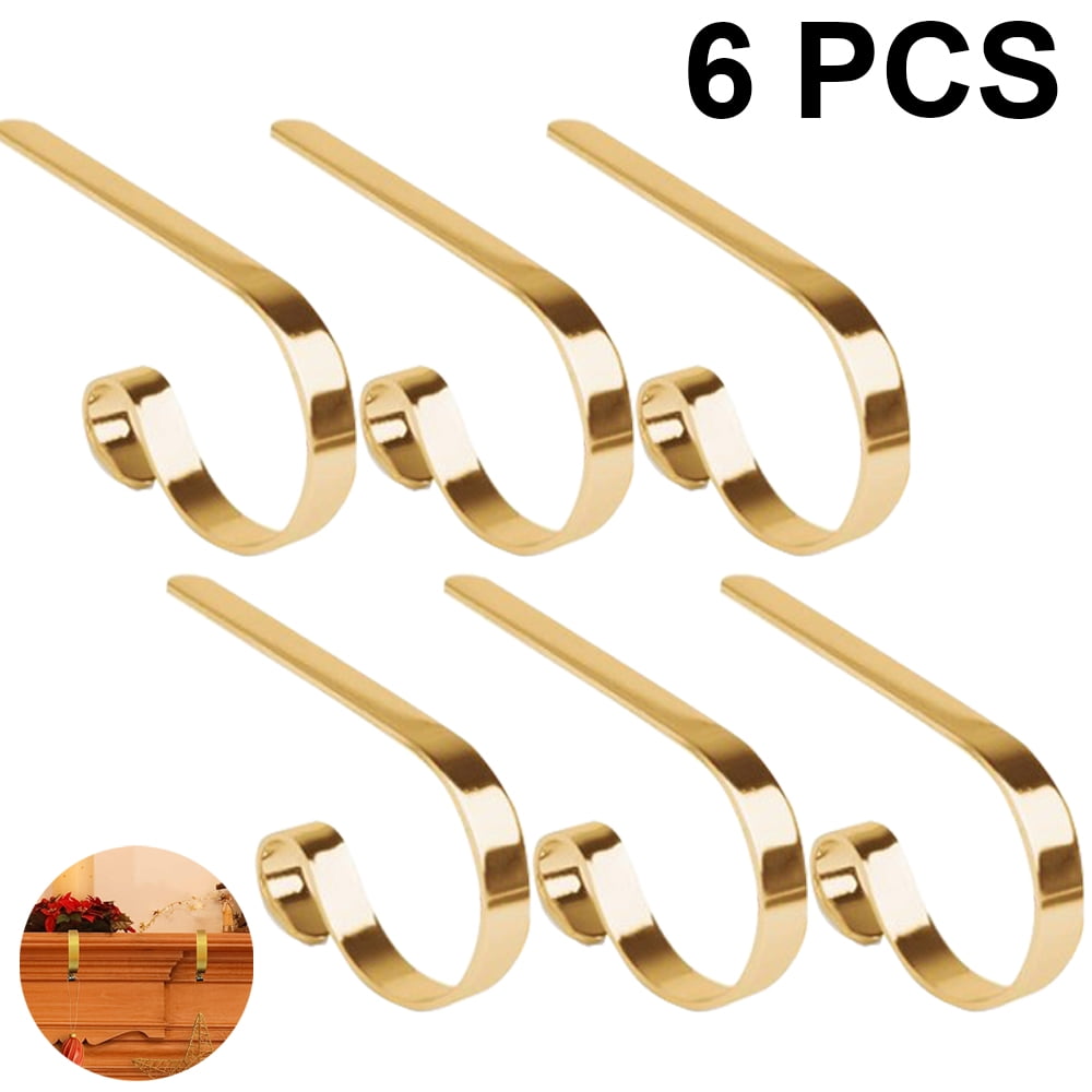 YLEVWNT Stocking Hangers for Mantel, Set of 6, Golden Metal Adjustable ...