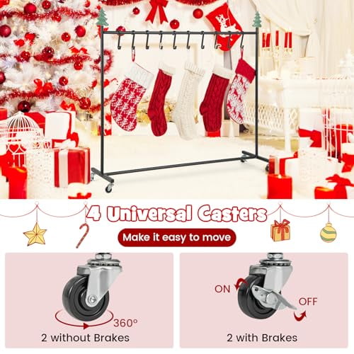 Stocking Holder, 46" Metal Stocking Stand with Christmas Decorations ...