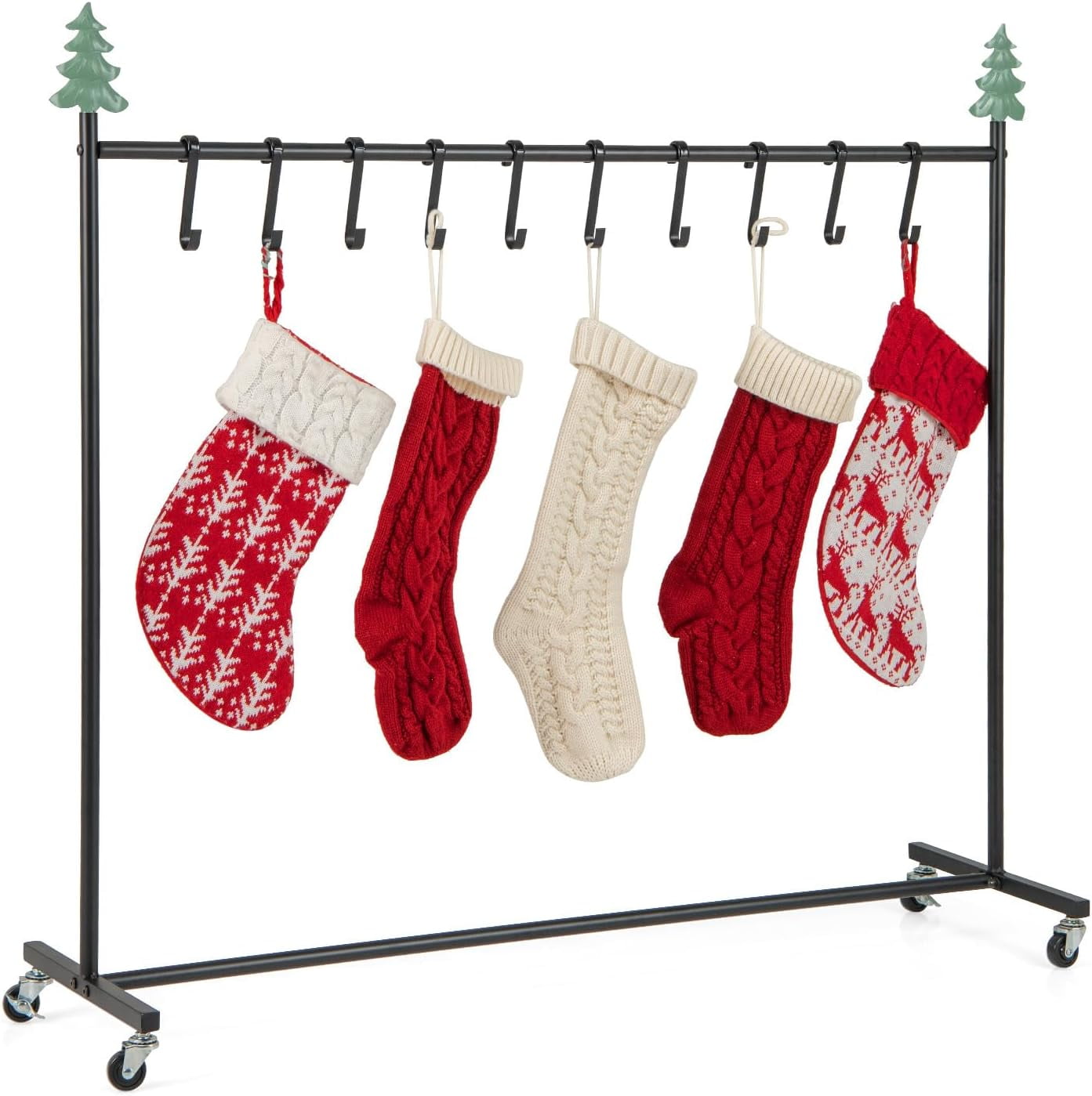 Stocking Holder, 46" Metal Stocking Stand with Christmas Decorations ...
