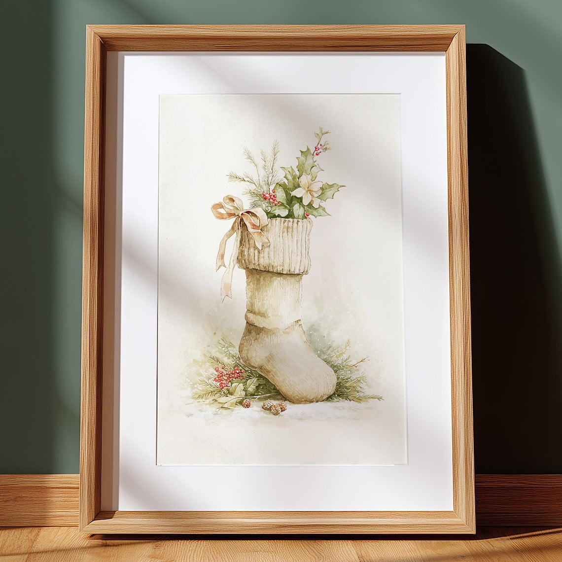 Stocking Print — Rustic Neutralwall Art Home Decor #188, Unframed ...