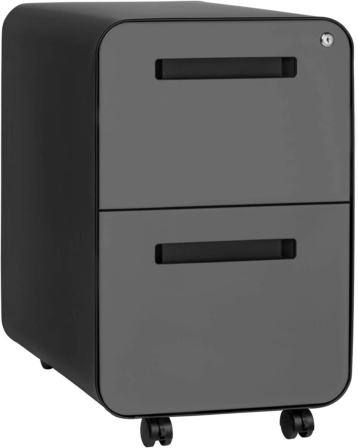 Stockpile 2 Drawer Mobile File Cabinet with Lock - Under Desk Metal ...