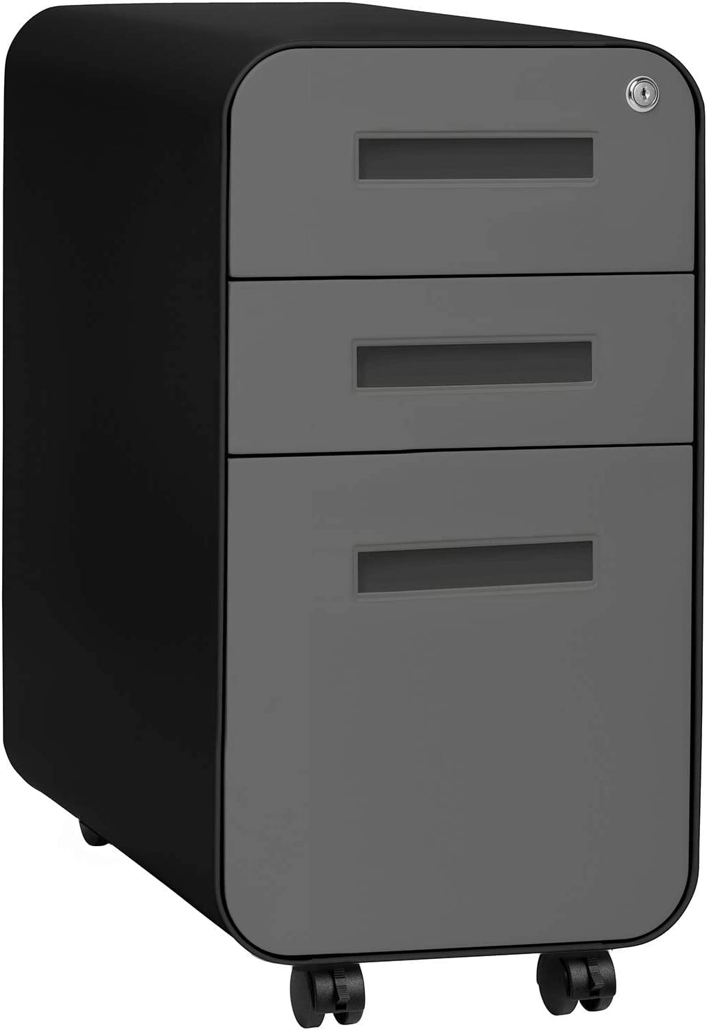 Stockpile Slim 3-Drawer Mobile File Cabinet with Lock - Under Desk ...