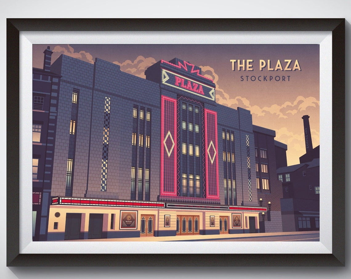 Stockport Plaza Poster, Plaza Super Cinema And Variety Theatre Print, Mersey Square, Art Deco ...