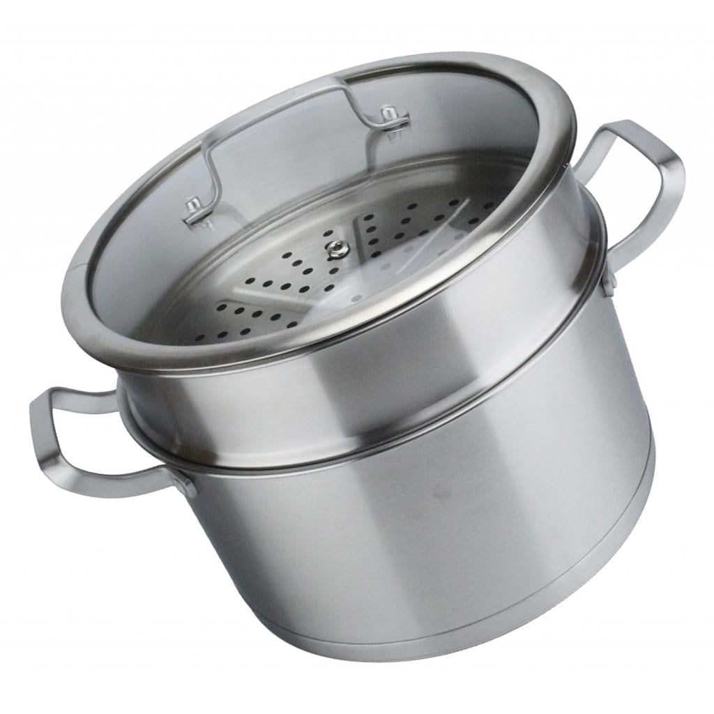 Stockpot with Lid Stainless Steel Pot Portable Works Ergonomic Handle ...