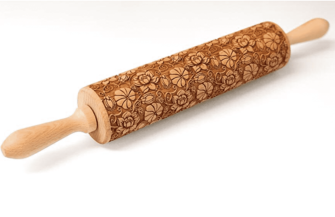 Stodola Engraved Large Rolling Pin with MONSTREA FLORAL Pattern ...