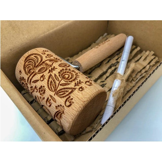 Stodola Engraved Mini Rolling Pin with FOLK ROOSTER Pattern - Walmart.com