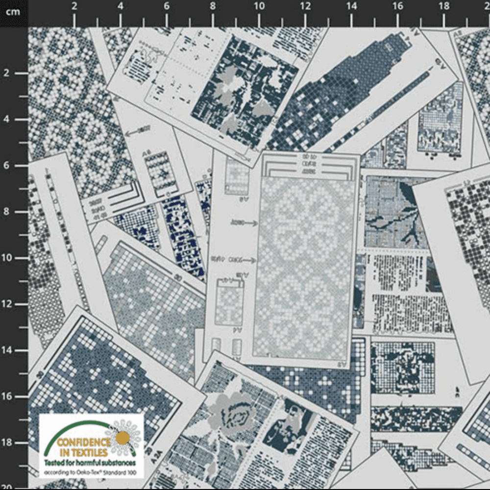 Stof European Knitting Nook Knitting Patterns Grey Cotton Fabric By The ...