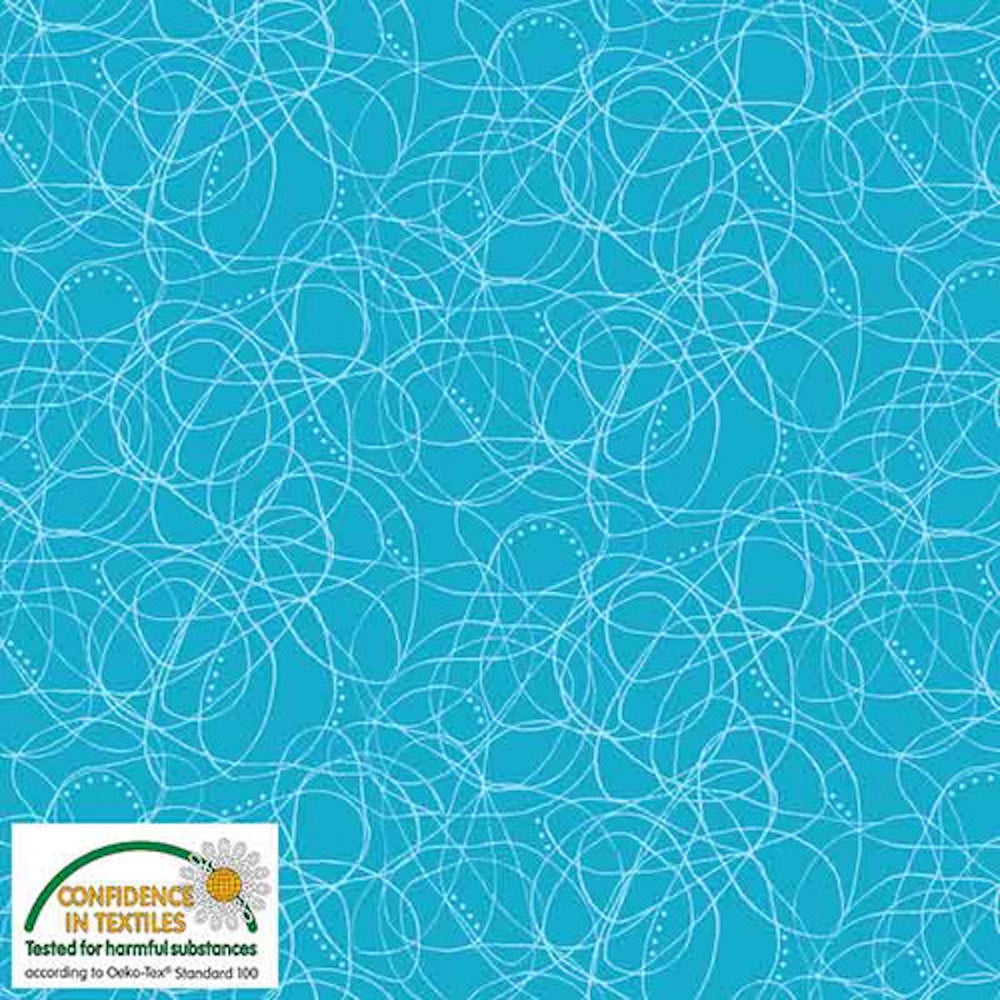 Stof Quilters Combination Lines & Dots Turquoise Cotton Fabric By The ...