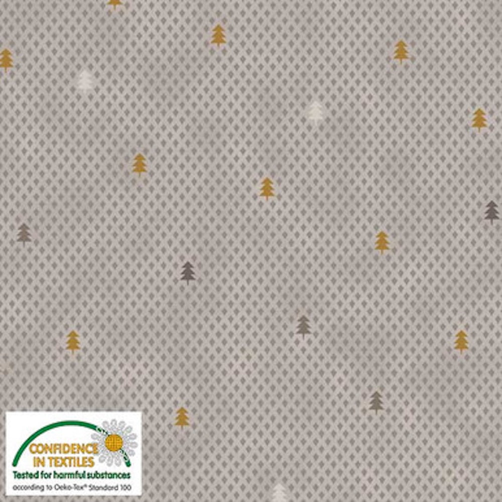 Stof Star Sprinkle Pinetree Text Beige Gold Cotton Fabric By The Yard ...
