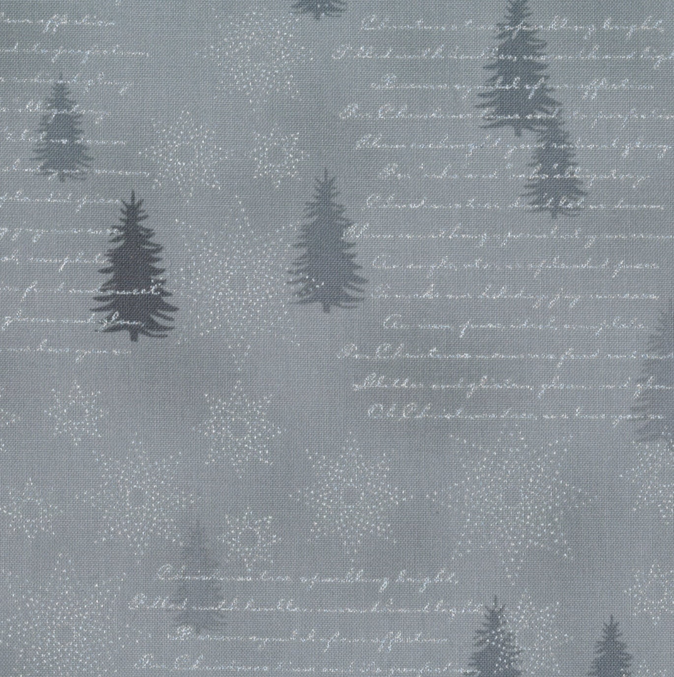Stof Star Sprinkle Pinetree Text Grey Silver Cotton Fabric By The Yard ...