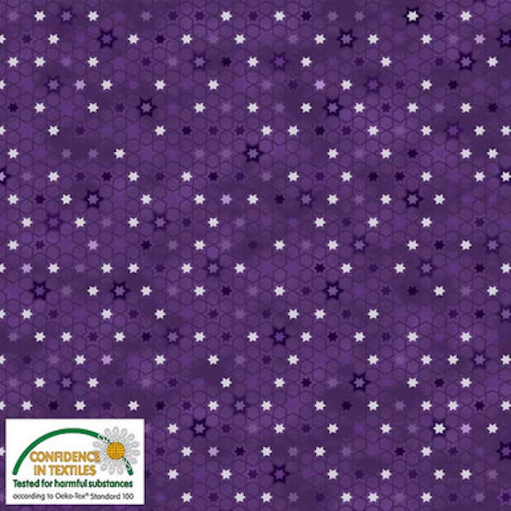 Stof Star Sprinkle Star Mosaic Lilac Silver Cotton Fabric By The Yard ...