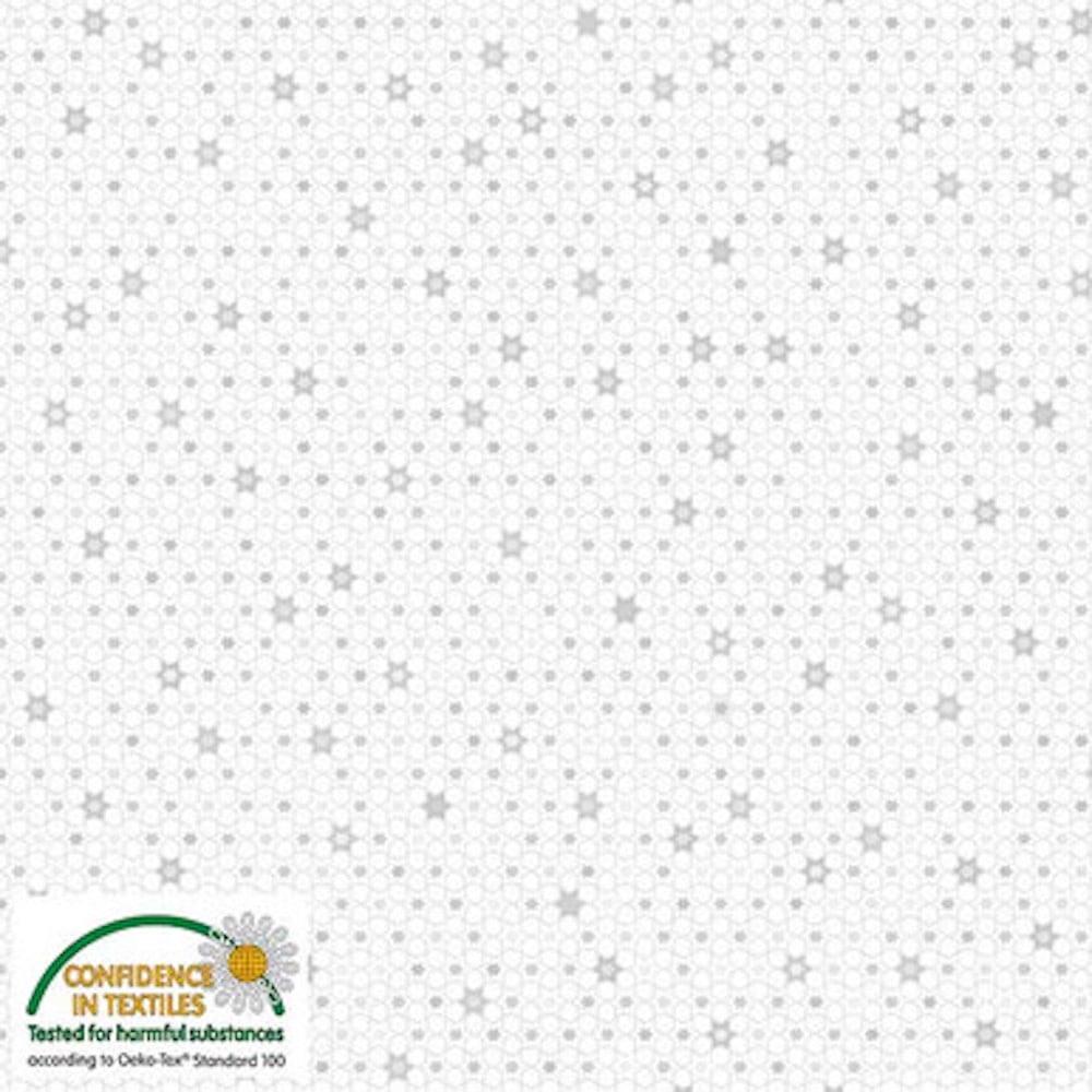 Stof Star Sprinkle Star Mosaic White Silver Cotton Fabric By The Yard ...
