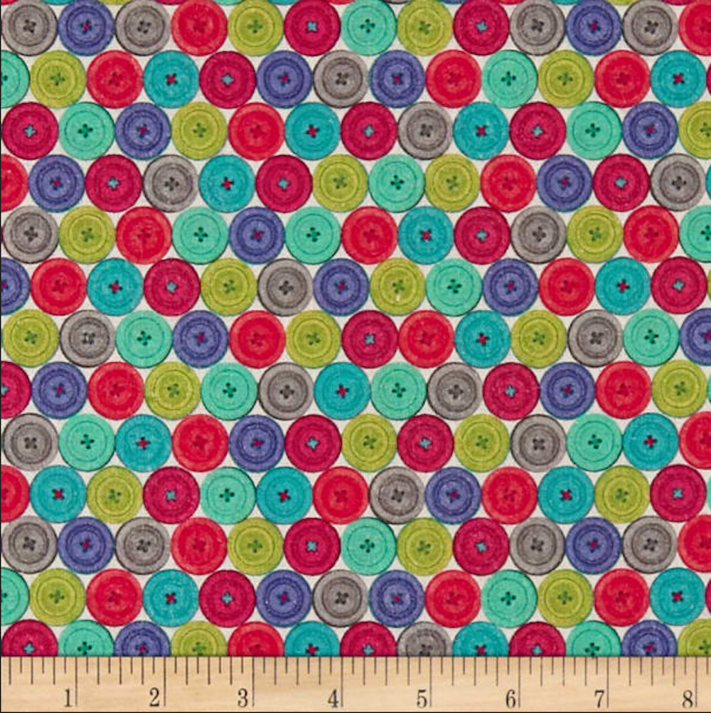 Stof of France Couture Buttons Multi Cotton Quilting Fabric By The Yard ...