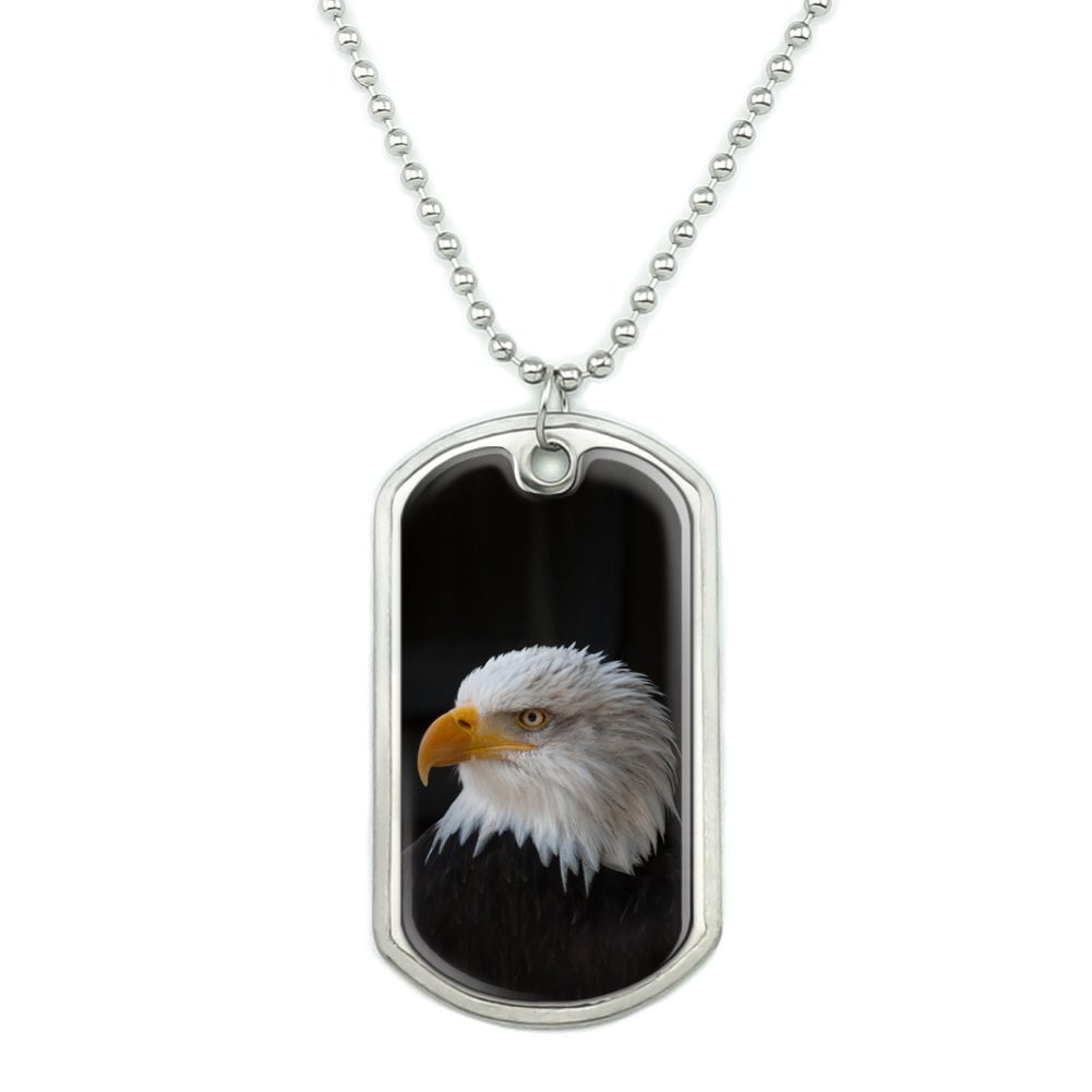 Stoic Bald Eagle Military Dog Tag Pendant Necklace with Chain - Walmart.com