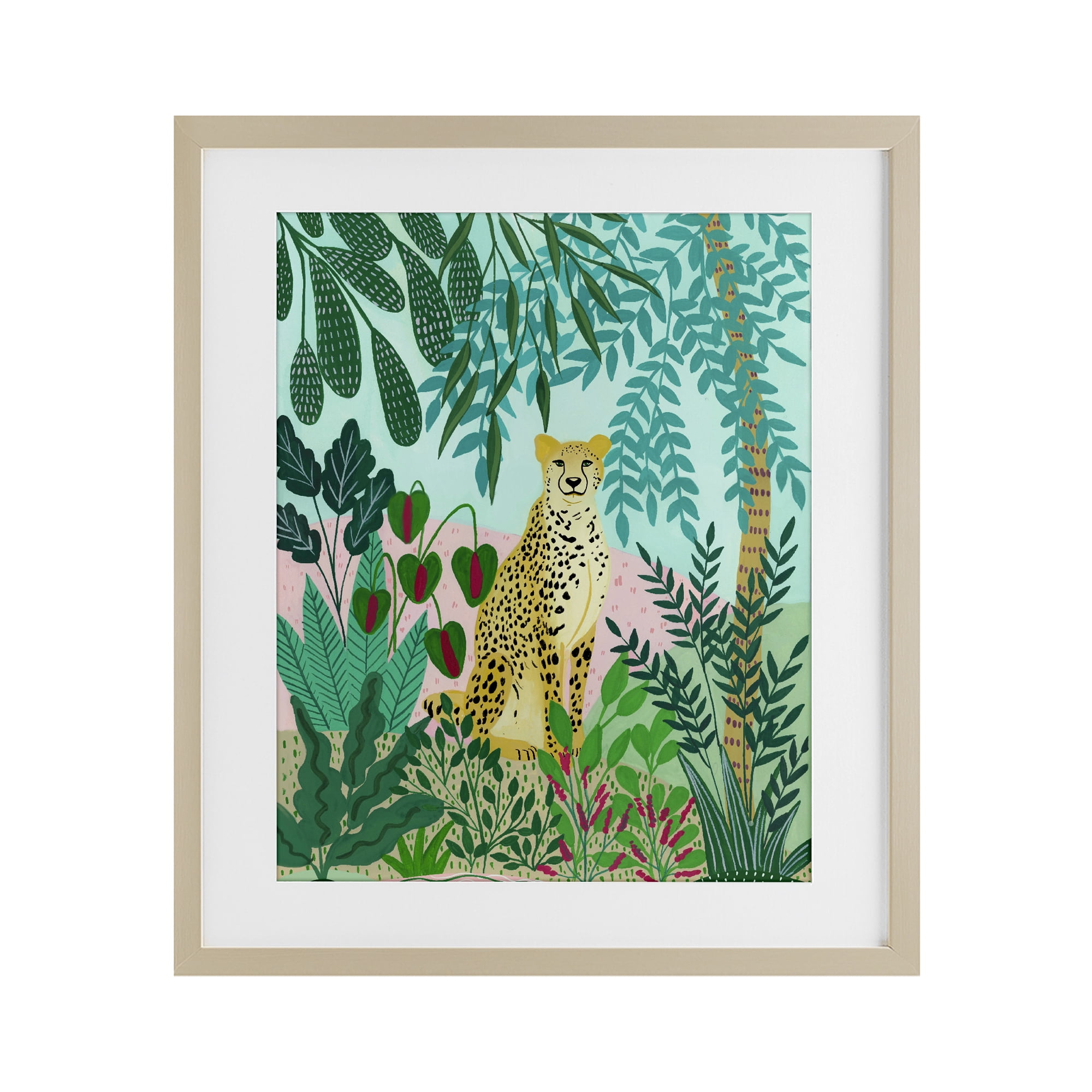 Stoic Leopard Tropical Forest Birch Framed Print Under Glass, design by ...
