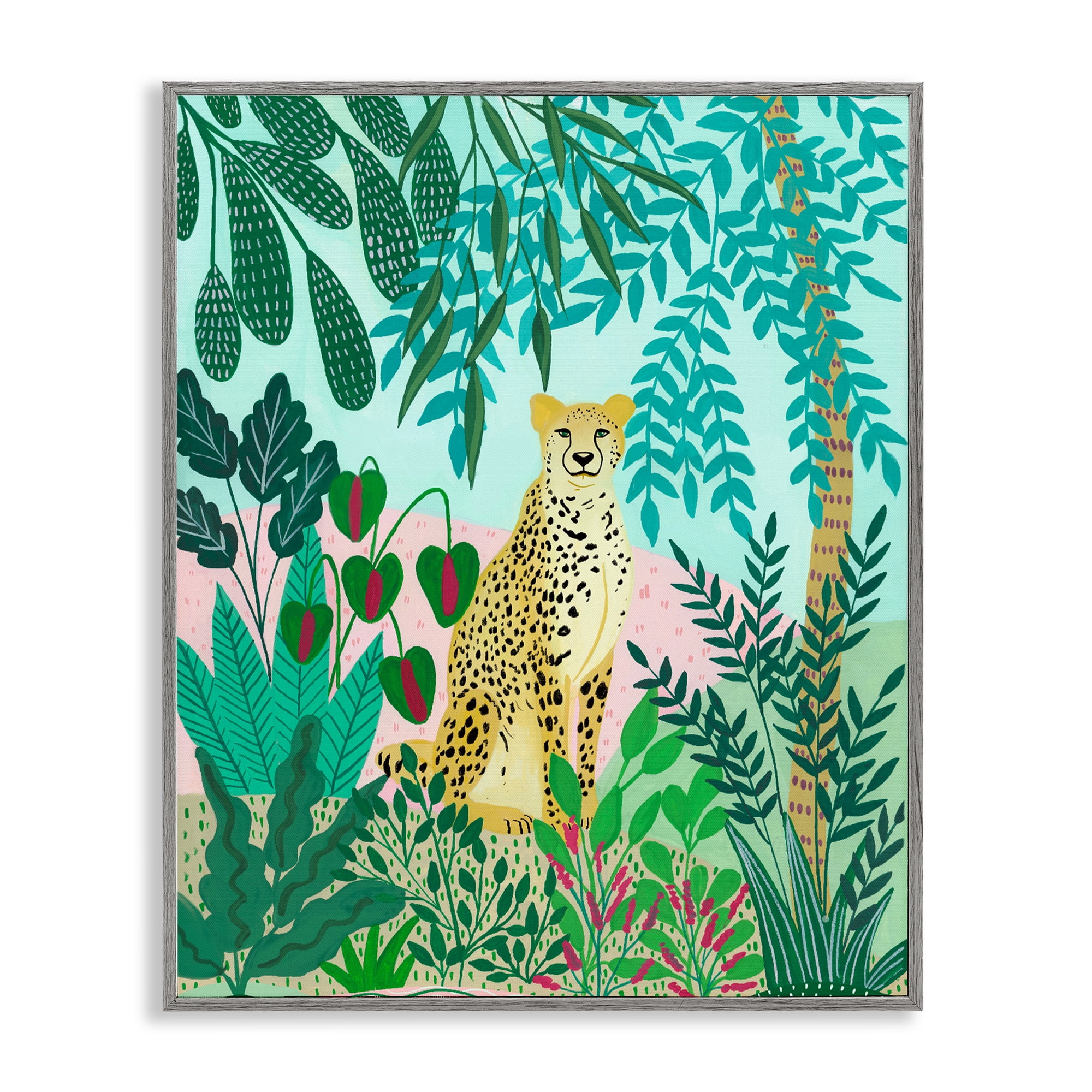 Stoic Leopard Tropical Forest Gray Framed Giclee Art, design by Nabeela ...