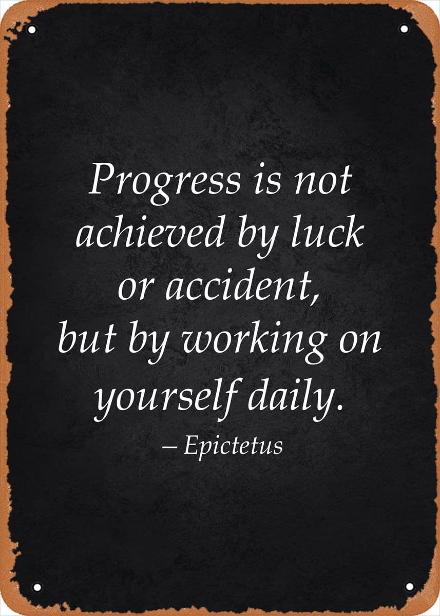 Stoic Motivation Progress Stoic Quote Poster Retro Vintage Metal Sign Home Man Cave Art 8 X 12