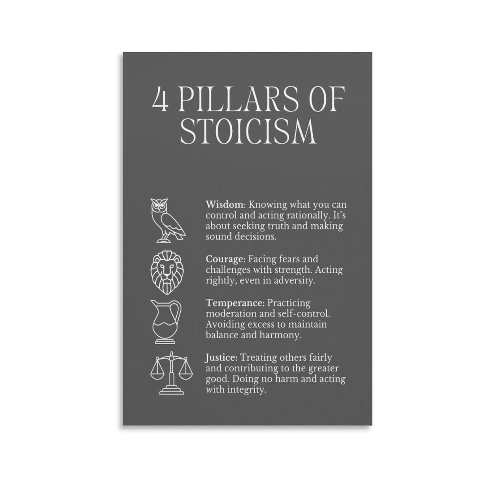 Stoic Philosophy Print,Stoicism Wall Art, 4 Pillars of Stoicism Poster ...